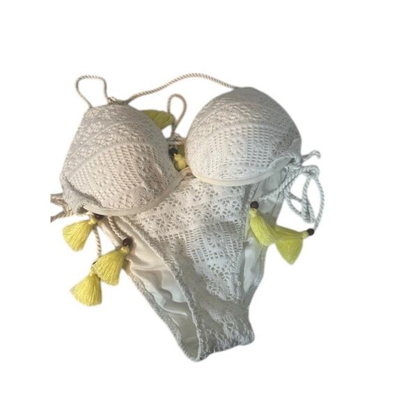 Victoria's Secret | Swim | Victorias Secret White Crochet Tassel String ...